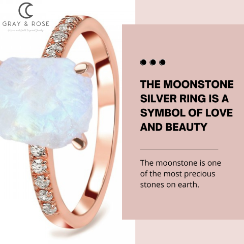 The Moonstone Silver Ring Is A Symbol Of Love And Beauty ∣ Gray and Rose
